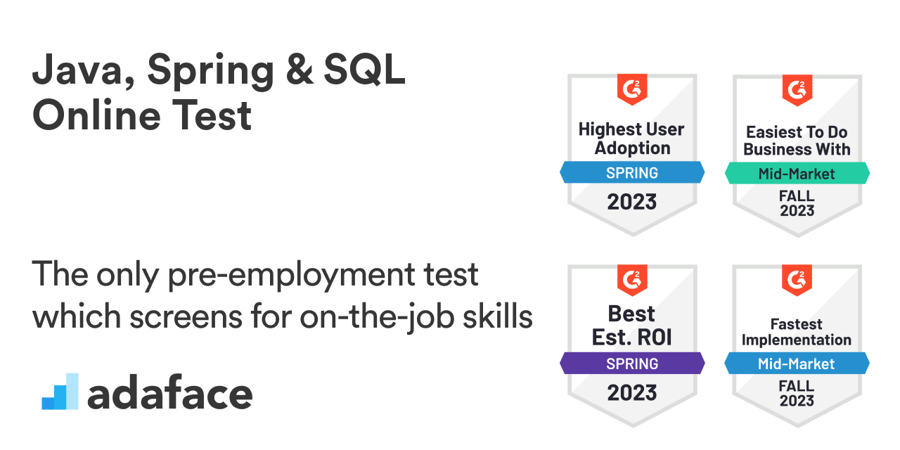 Java, Spring and SQL Online Test | Candidate screening assessment - Adaface