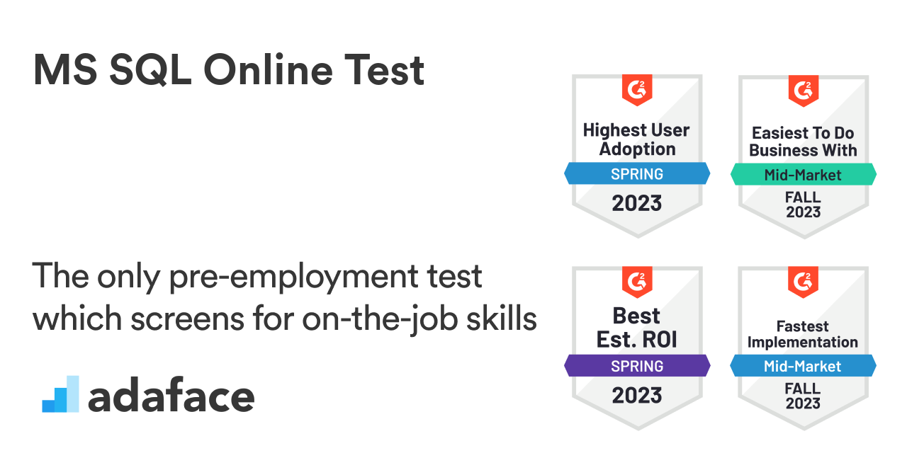 Ms Sql Online Test Candidate Screening Assessment Adaface