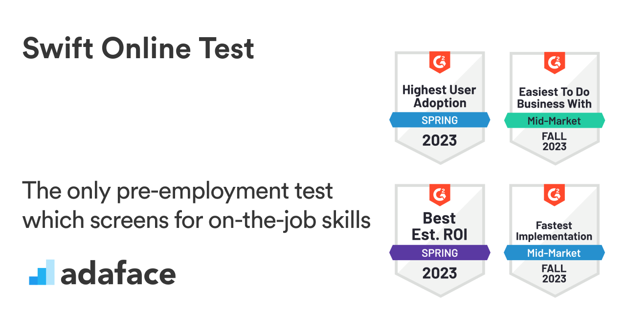 Swift Online Test | Candidate screening assessment - Adaface