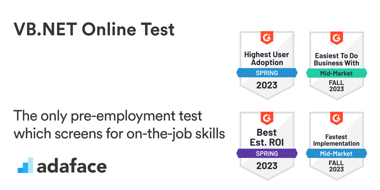VB.NET Online Test | Candidate screening assessment - Adaface